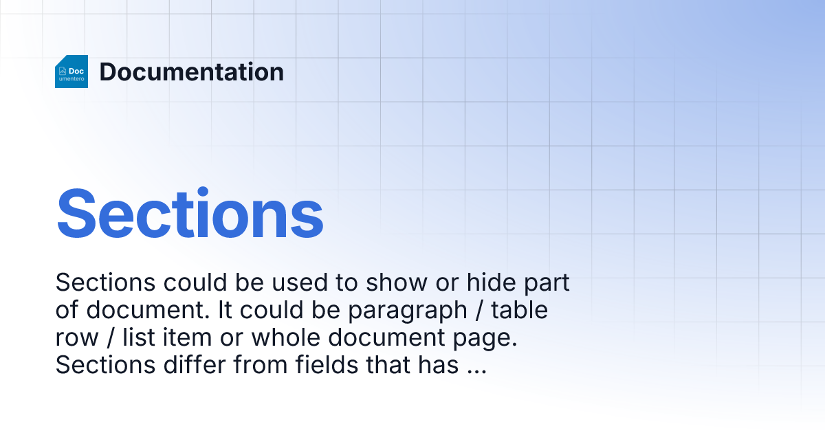 Sections | Documentation